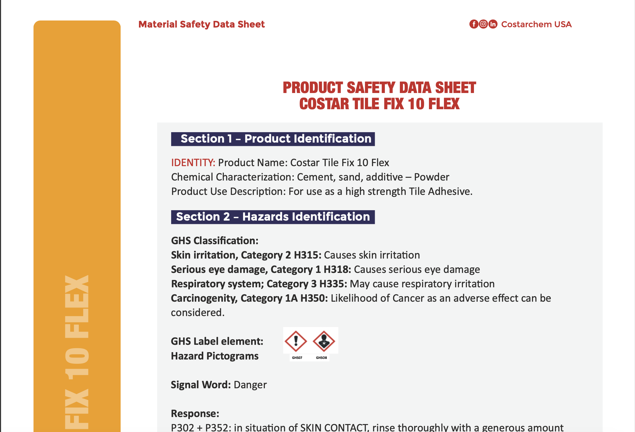 Costar Tile Fix 10 Flex - Costarchem Nigeria